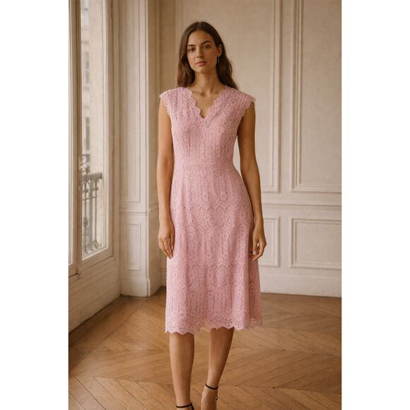J. Peterman | Dresses | J Peterman Womens Allover Pink Lace Midi Dress ...